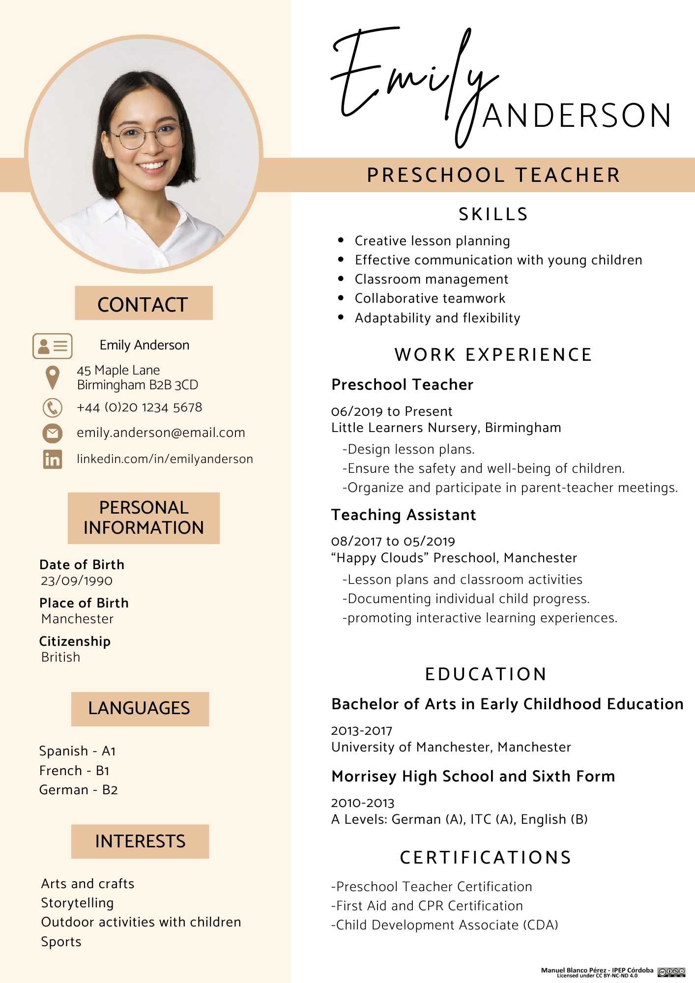 Emily's CV | LOOKING FOR A JOB